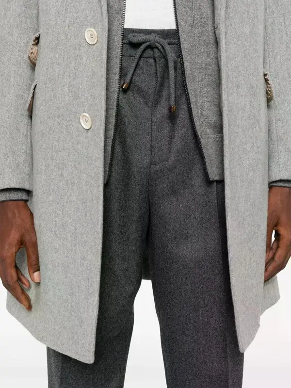 Brunello Cucinelli Virgin Wool Flannel Pleated Trousers - Grey