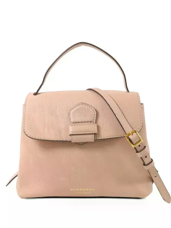 Burberry Grained Leather Shoulder Bag With Top Handle - Pink