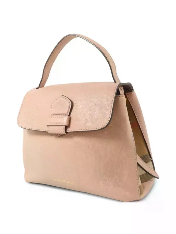 Burberry Grained Leather Shoulder Bag With Top Handle - Pink