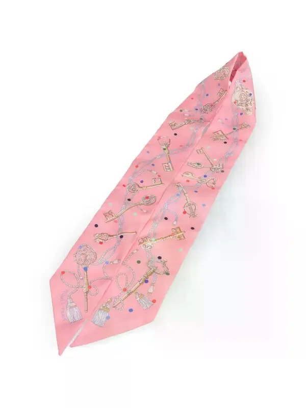 Hermès Twilly Key-print Scarf - Pink