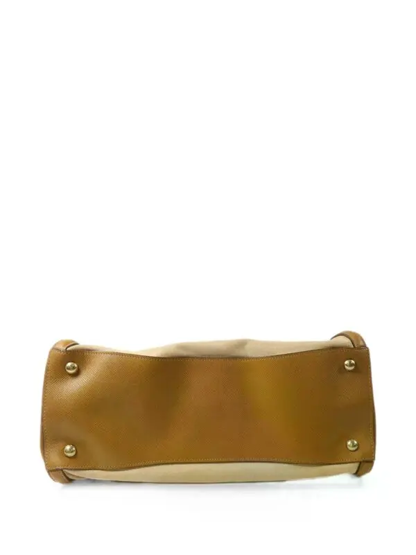 Prada Leather Canvas Tote Bag