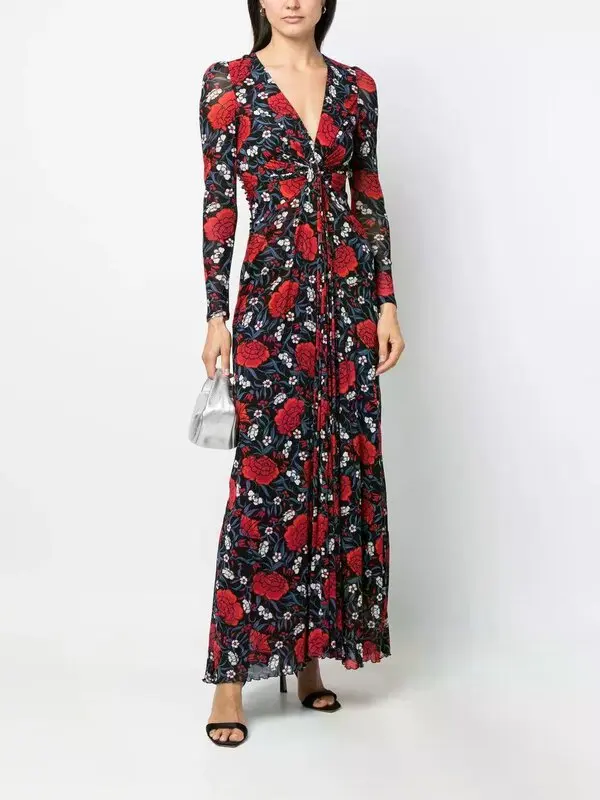 Diane Von Furstenberg Adara Maxi Dress With Floral Print And V-neck