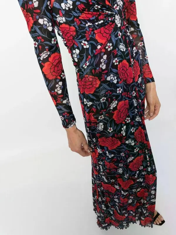 Diane Von Furstenberg Adara Maxi Dress With Floral Print And V-neck
