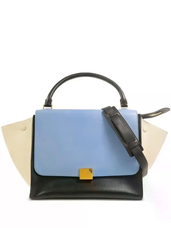 Celine Color-blocked Leather Trapeze Shoulder Bag - Black
