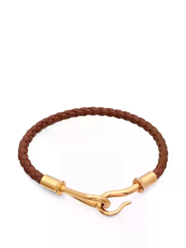 Hermès Jumbo H Braided Leather Bracelet - Gold