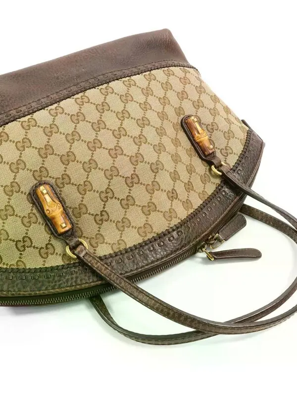 Gucci Gg Bamboo Detail Canvas Tote Bag