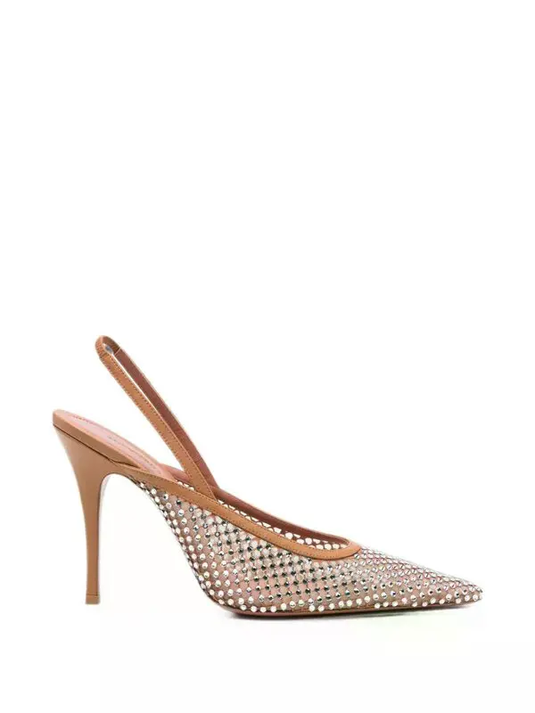 Amina Muaddi Felicia Crystal-embellished Pumps - Neutrals