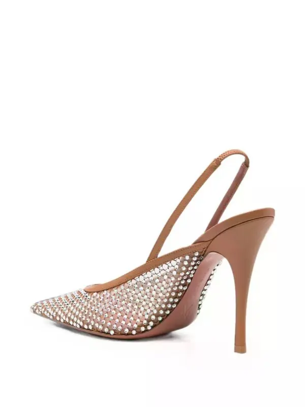 Amina Muaddi Felicia Crystal-embellished Pumps - Neutrals
