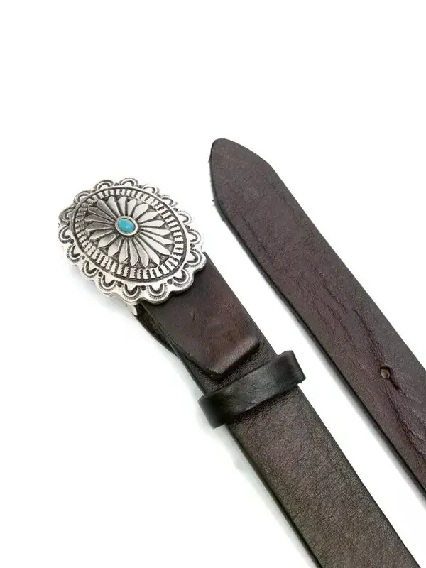 ALBERTO LUTI Statement Buckle Leather Belt
