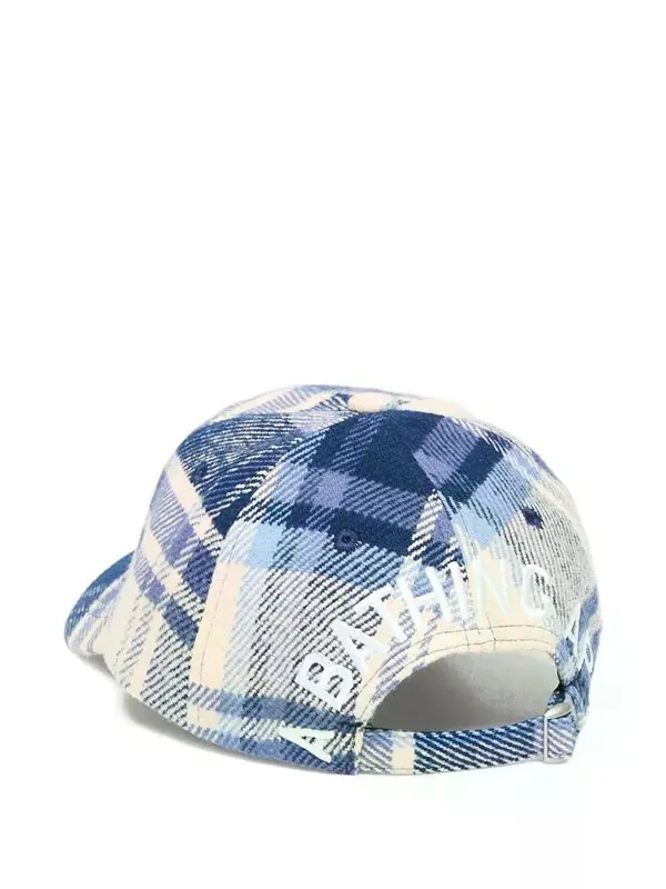 A BATHING APE Ape Head Check-pattern Baseball Cap - Blue