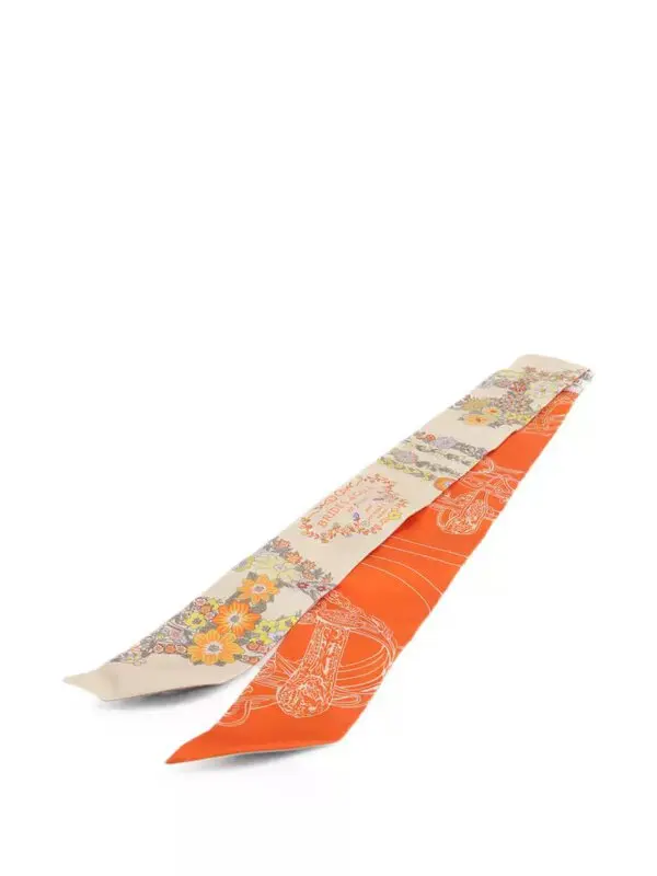 Hermès Brides De Gala En Fleurs Twilly Scarf - Orange