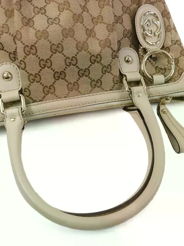Gucci Gg Supreme Canvas Tote Bag With Leather Trim - Neutrals