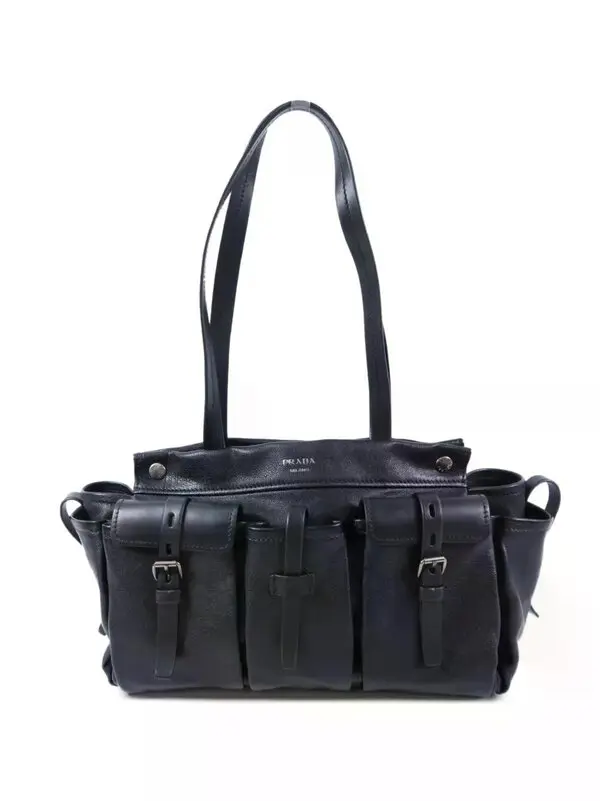 Prada Buckled Pocket Leather Shoulder Bag