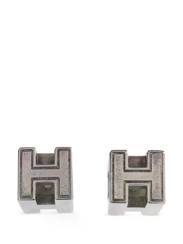 Hermès Tone Cage D'h Earrings - Silver