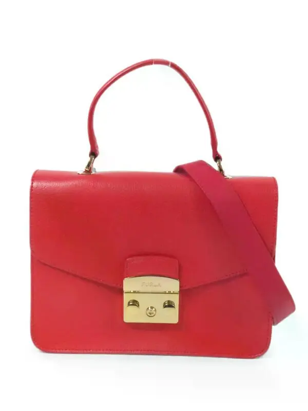 Furla Leather Shoulder Bag With Push-lock Clasp - Red