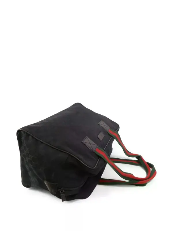Gucci Gg Canvas Web-stripe Boston Bag - Black