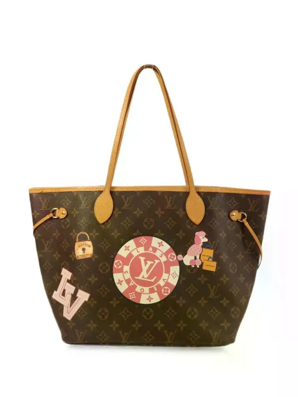 LOUIS VUITTON Monogram Neverfull Mm Tote Bag With Patches - Brown