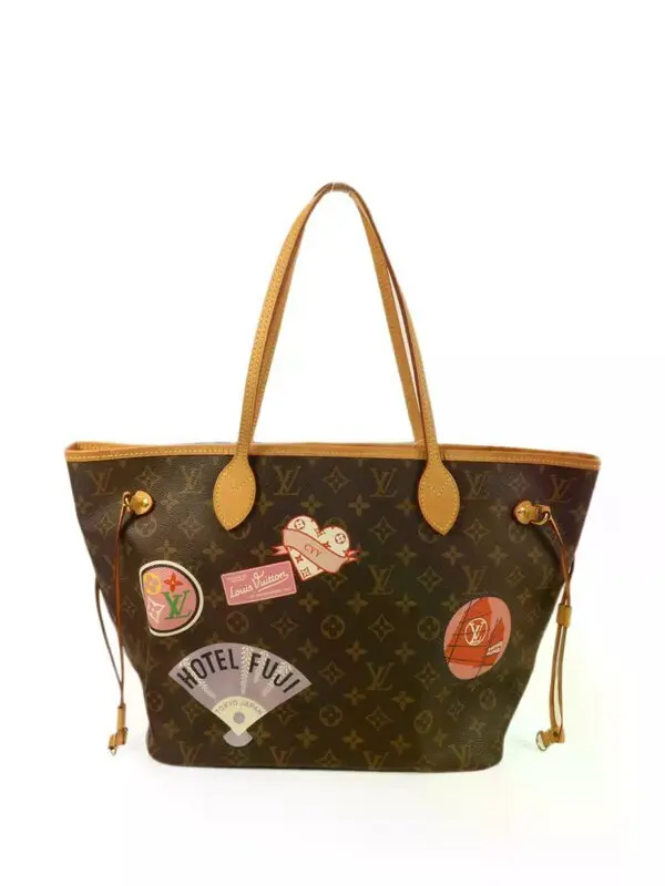 LOUIS VUITTON Monogram Neverfull Mm Tote Bag With Patches - Brown