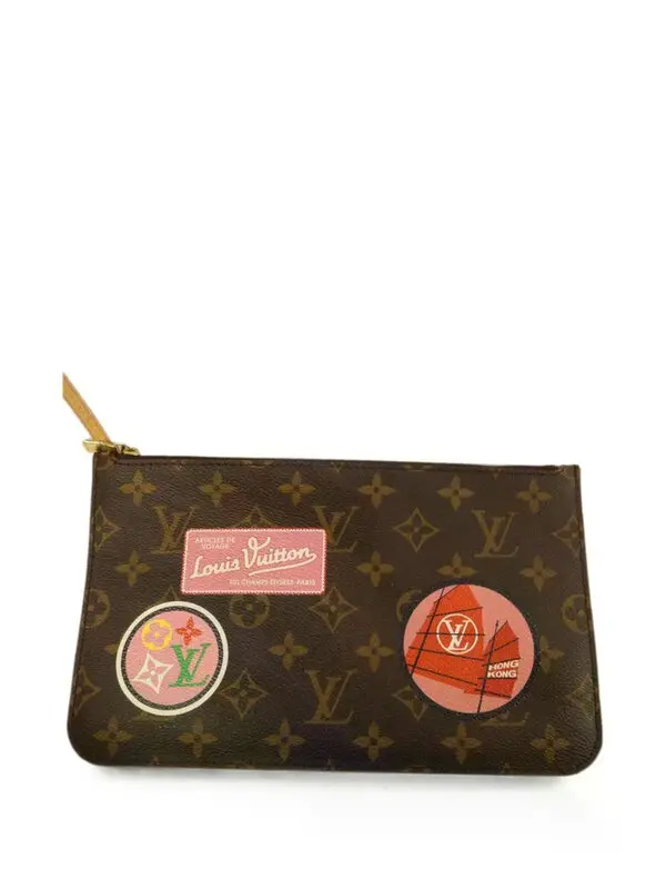 LOUIS VUITTON Monogram Neverfull Mm Tote Bag With Patches - Brown
