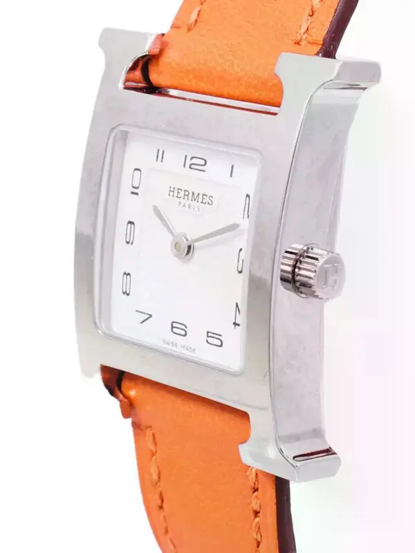 Hermès H Watch 21mm Stainless Steel And Leather - White