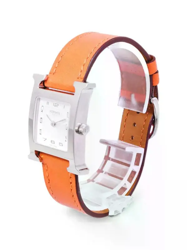 Hermès H Watch 21mm Stainless Steel And Leather - White