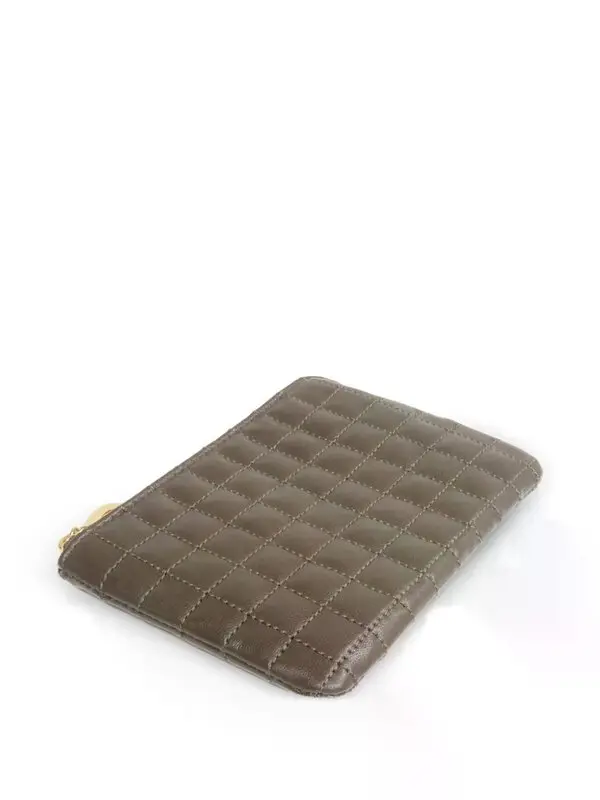 Celine Logo-charm Quilted Coin Purse - Green