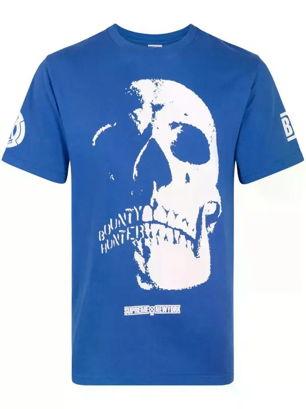 Supreme X Bounty Hunter Skull Print T-shirt - Blue