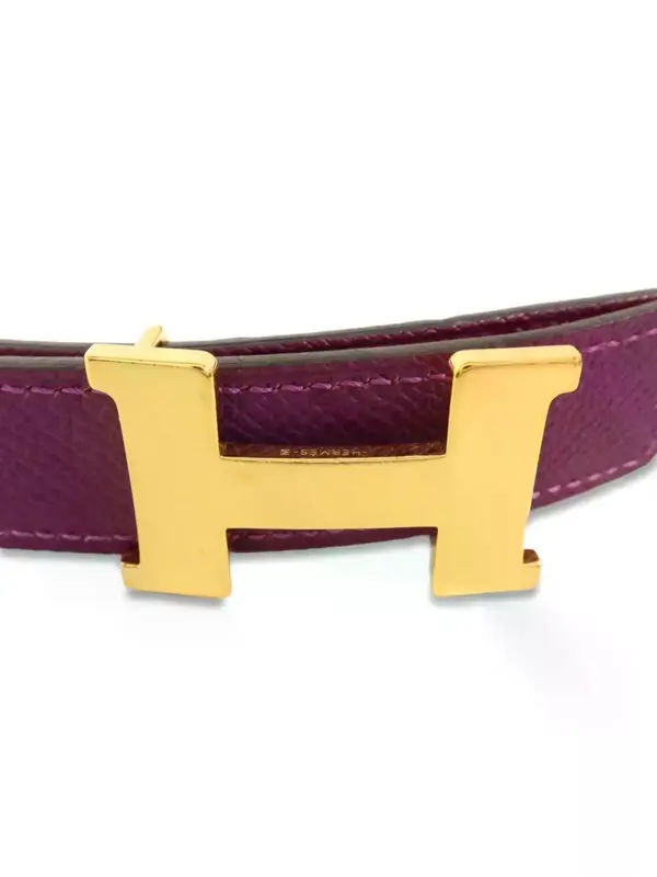 Hermès H-buckle Leather Belt - Purple
