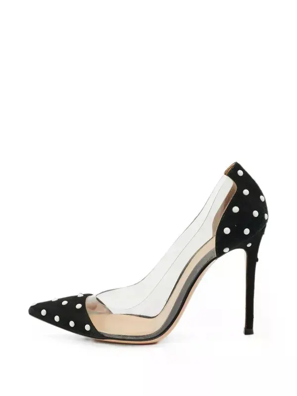 GIANVITO ROSSI Plexi Pearl Embellished Pumps - White