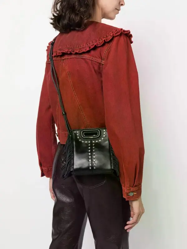 Maje M Fringed Leather Mini Bag