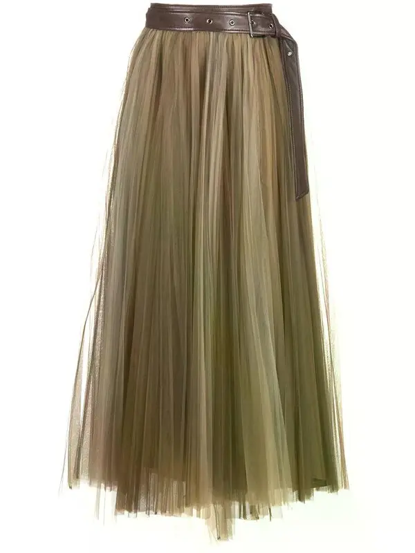 Brunello Cucinelli Pleated Tulle Overlay Skirt