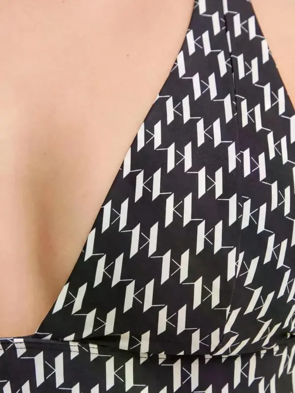 Karl Lagerfeld Monogram-print Triangle Bikini Top