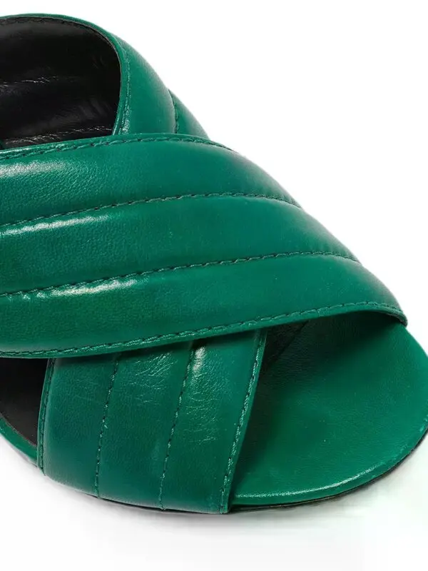 Gucci Quilted Criss-cross Block Heel Sandals - Green