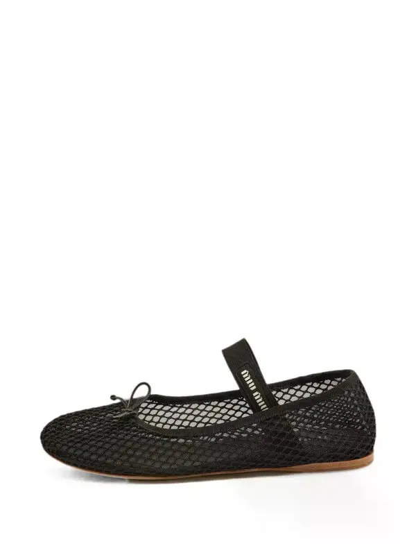 Miu Miu Mesh Ballet Flats With Bow Detail
