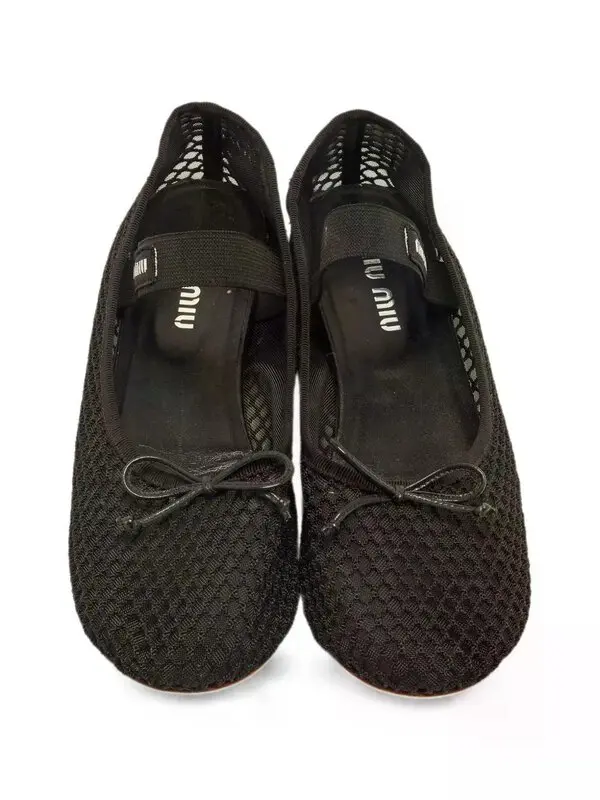 Miu Miu Mesh Ballet Flats With Bow Detail