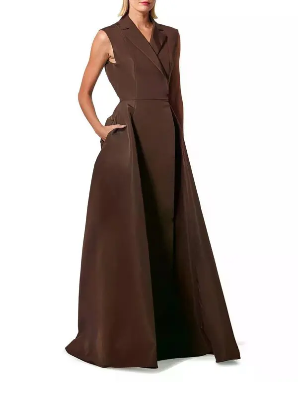 Carolina Herrera Silk Trench Gown - Brown
