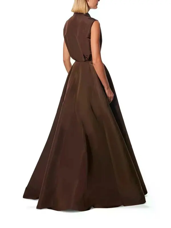 Carolina Herrera Silk Trench Gown - Brown