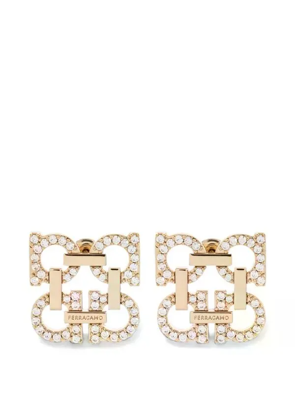 FERRAGAMO Gancini Crystal-embellished Earrings - Gold