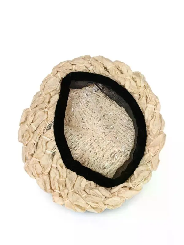 Vintage Textured Lace-up Hat - Neutrals