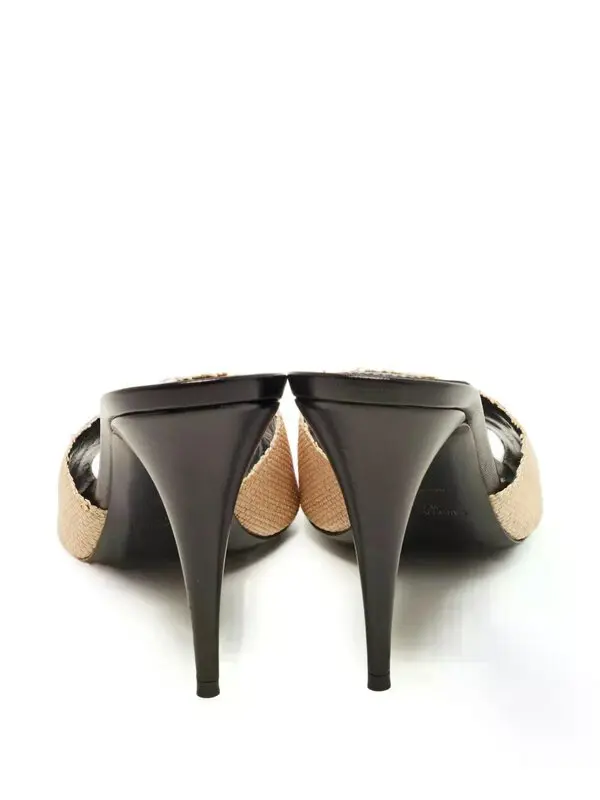 Saint Laurent La 16" Raffia Stiletto Slide Sandals
