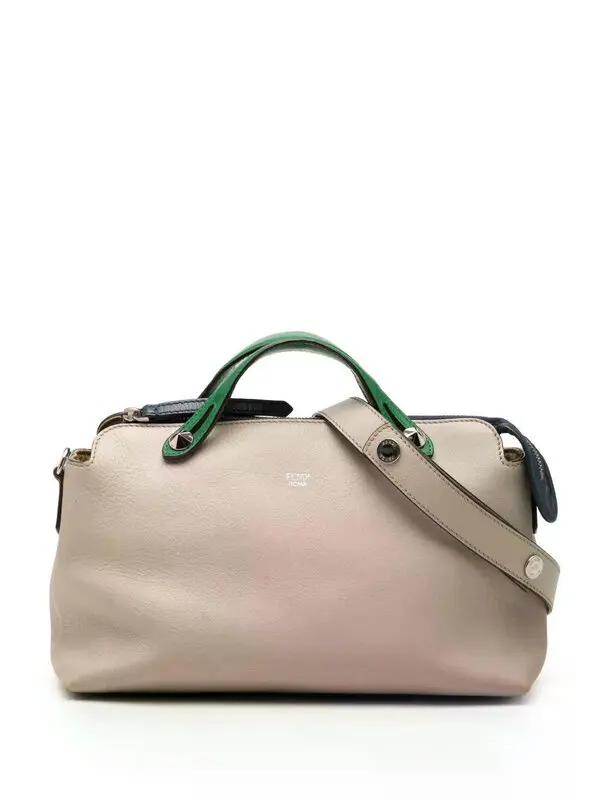 Fendi Leather Satchel With Top Handles And Shoulder Strap - Green