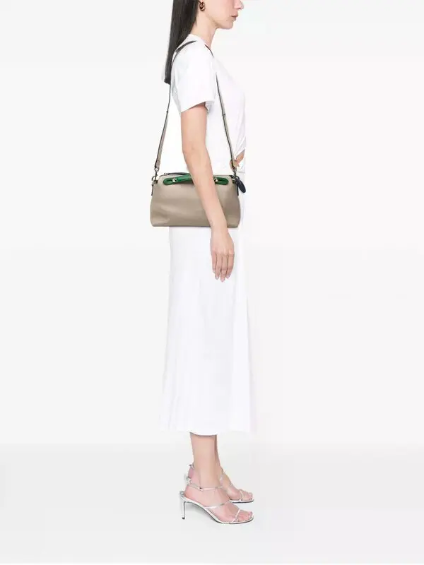 Fendi Leather Satchel With Top Handles And Shoulder Strap - Green