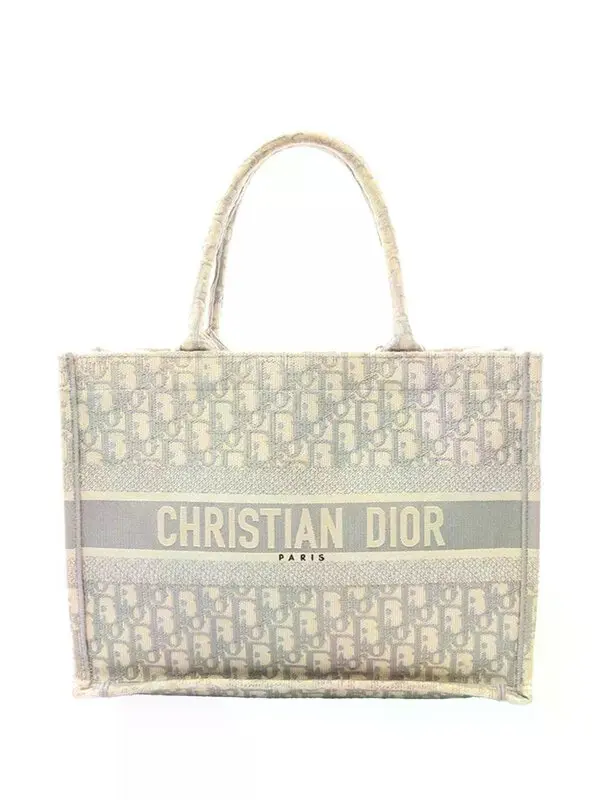 Dior Medium Oblique Embroidered Canvas Book Tote Bag