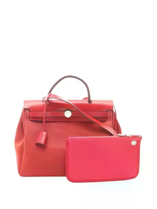 Hermès Toile Herbag Zip 31 Satchel - Red