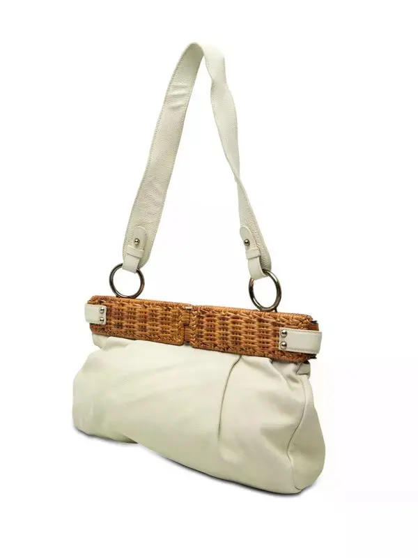 FERRAGAMO Leather And Wicker Shoulder Bag