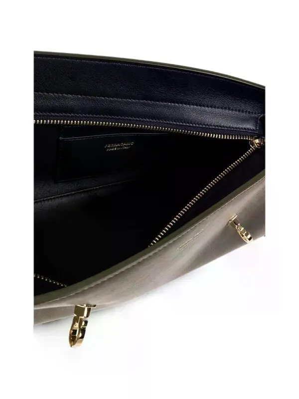 FERRAGAMO Hug Calf Leather Shoulder Bag - Green