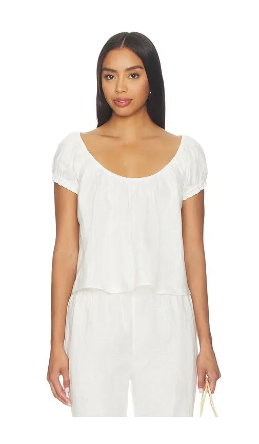 Tularosa Wilma Linen Puff Sleeve Top