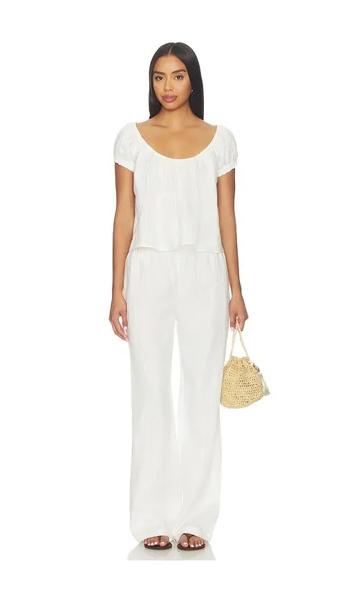 Tularosa Wilma Linen Puff Sleeve Top