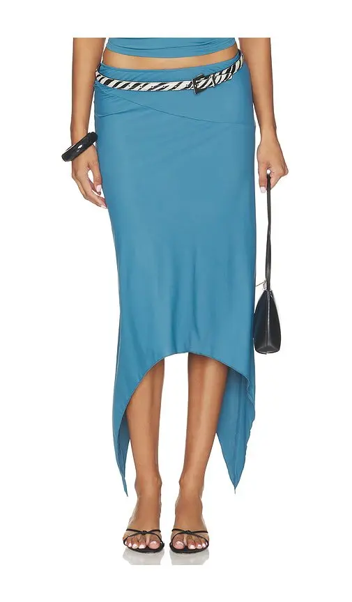 Lioness Trophy Midi Skirt - Blue