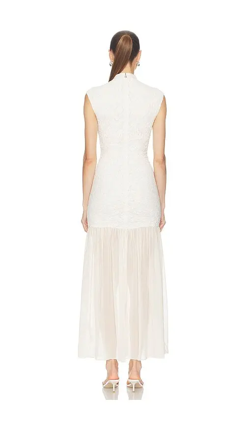 ROTATE BY BIRGER CHRISTENSEN Lace Ruched Maxi Dress - White